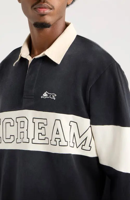 ICECREAM Ginger Stripe Cotton Polo Sweatshirt