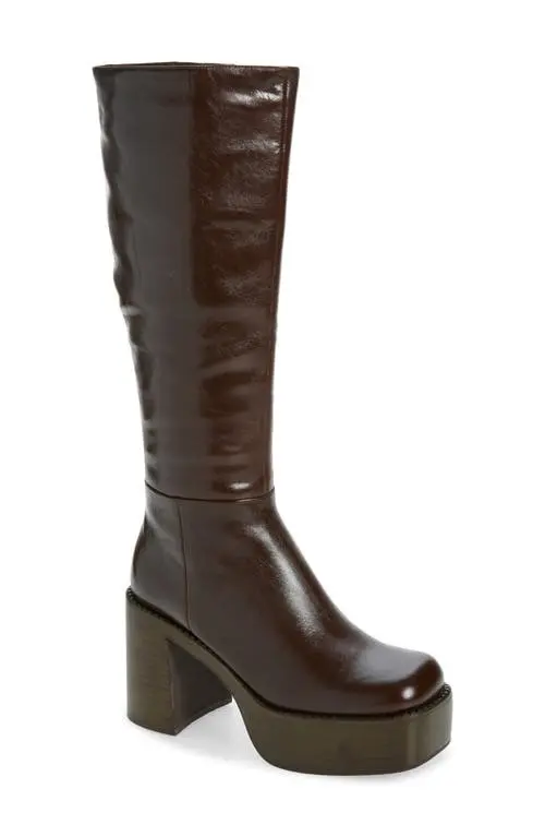 Jeffrey Campbell The-band Knee High Leather Boot - Coffee