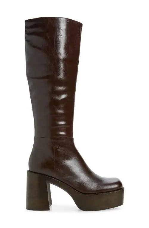 Jeffrey Campbell The-band Knee High Leather Boot - Coffee
