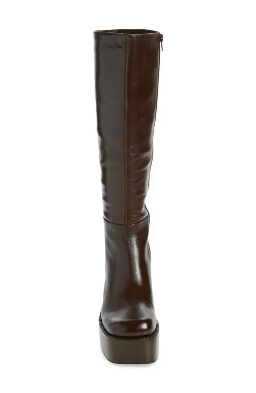Jeffrey Campbell The-band Knee High Leather Boot - Coffee