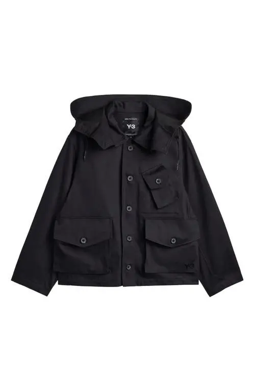 Y3 Hooded Cotton Twill Jacket