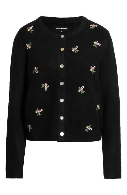 Lucky Brand Floral Embroidered Cardigan