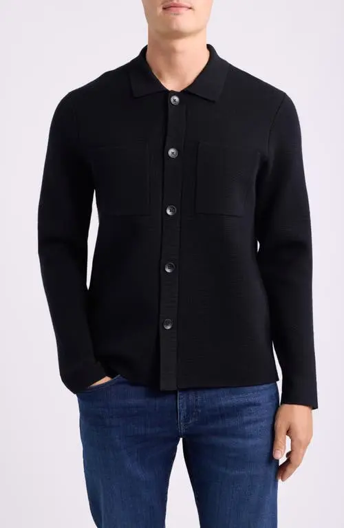 Nordstrom Merino Wool Blend Button Front Cardigan - Black