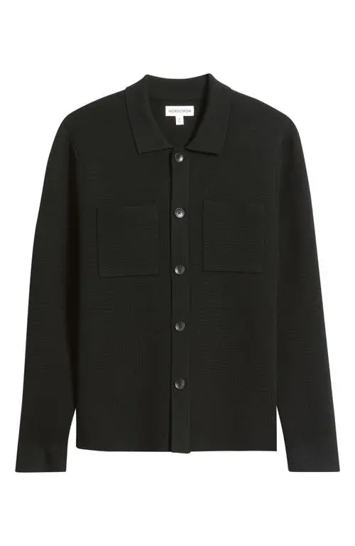 Nordstrom Merino Wool Blend Button Front Cardigan - Black