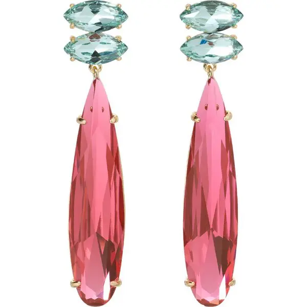ROXANNE ASSOULIN Icicle Glass Drop Earrings - Light Azore/padparadscha