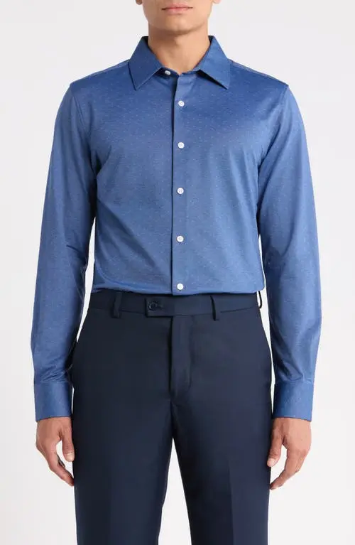 Bonobos Slim Fit Tech Pique Button Down Shirt - Dark Blue Triangle Texture