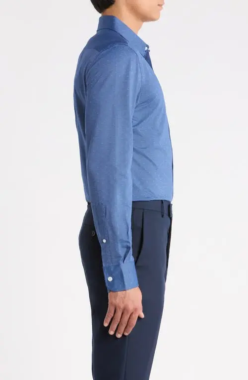 Bonobos Slim Fit Tech Pique Button Down Shirt - Dark Blue Triangle Texture