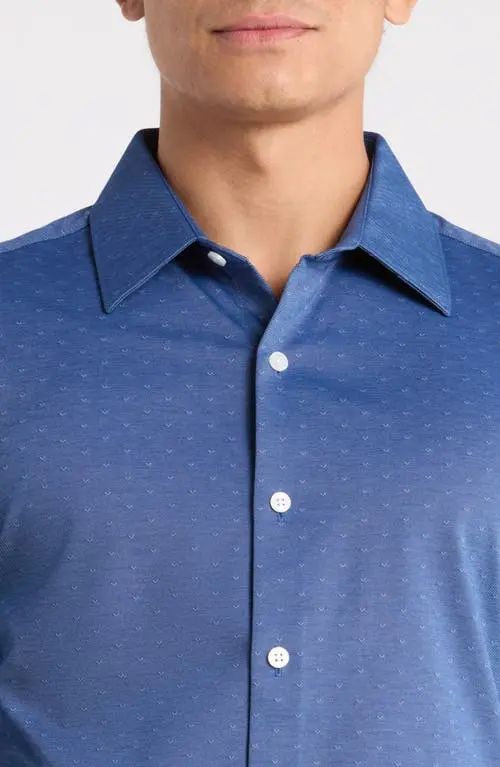 Bonobos Slim Fit Tech Pique Button Down Shirt - Dark Blue Triangle Texture