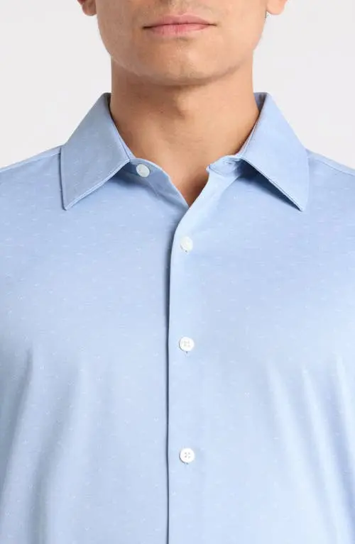 Bonobos Slim Fit Tech Pique Button Down Shirt - Light Blue Triangle Texture