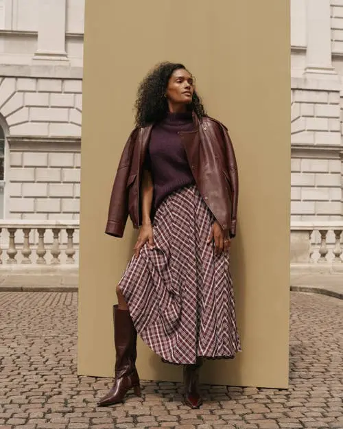 Mint Velvet Checked Midi Skirt