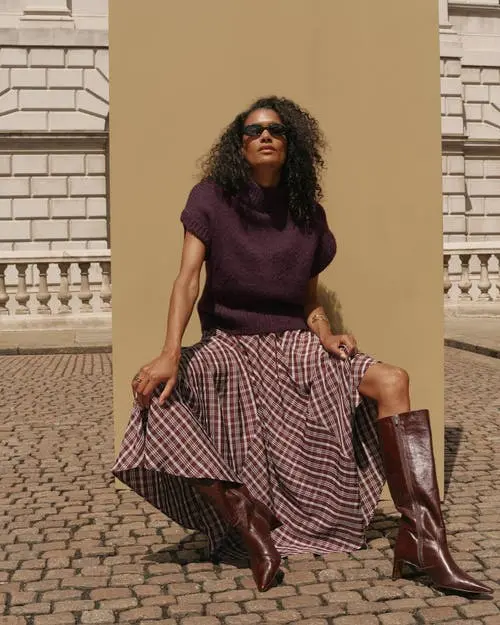 Mint Velvet Checked Midi Skirt