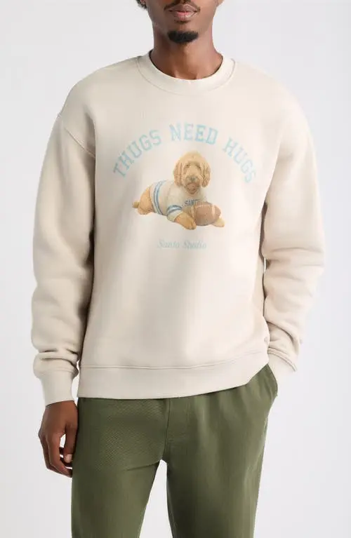 SANTO STUDIO Thugs Need Hugs Football Graphic Sweatshirt