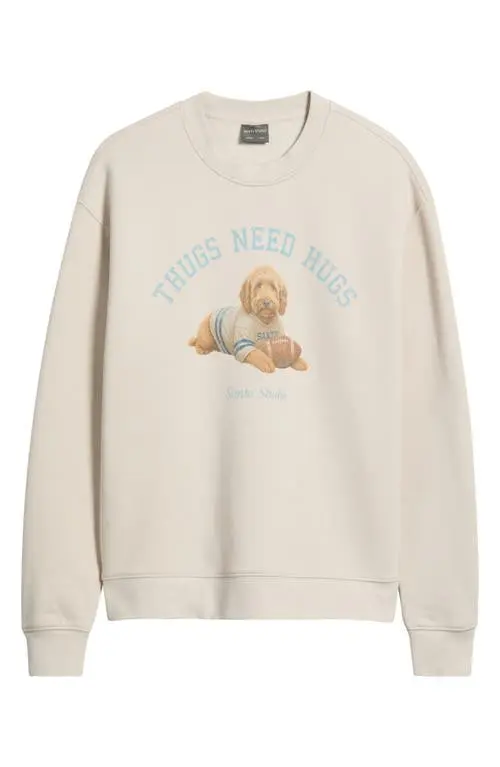 SANTO STUDIO Thugs Need Hugs Football Graphic Sweatshirt