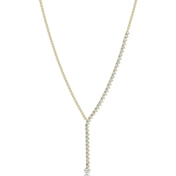 Zoe Chicco Tennis 14k Gold Diamond Lariat Necklace - 14k Yellow Gold