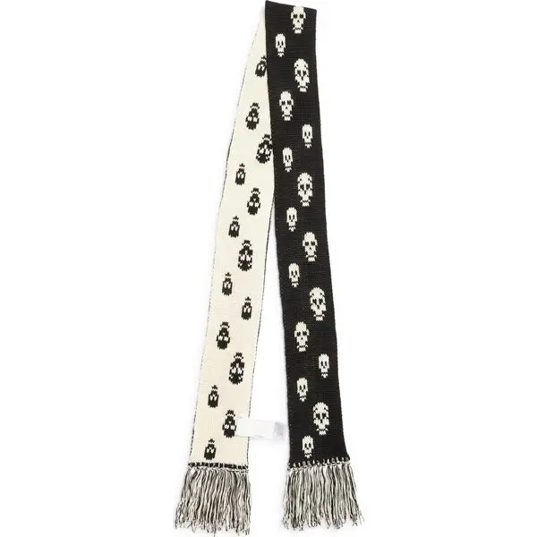 Alexander McQueen Skull Jacquard Fringe Scarf