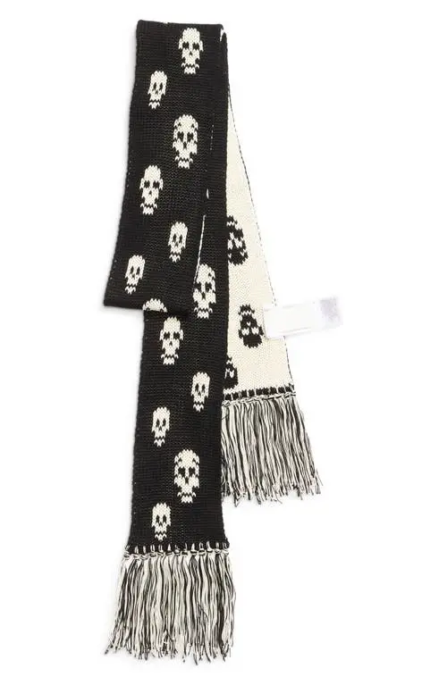 Alexander McQueen Skull Jacquard Fringe Scarf