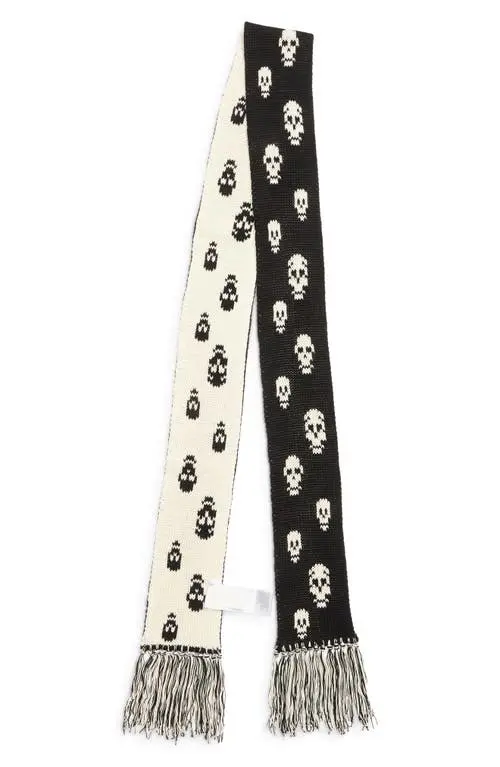 Alexander McQueen Skull Jacquard Fringe Scarf