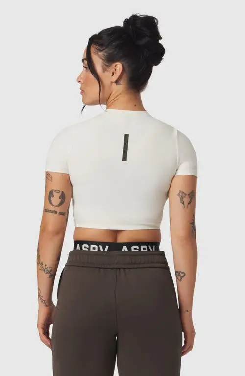 ASRV Lycra Cropped Tee - Ivory Cream