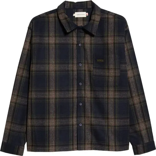 HONOR THE GIFT Plaid Flannel Overshirt - Navy