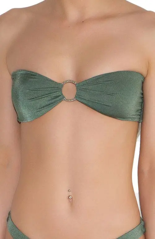 CHERINA BEACHWEAR Hazel Bandeau Adjustable With Circular Center Accent Bikini Top - Green
