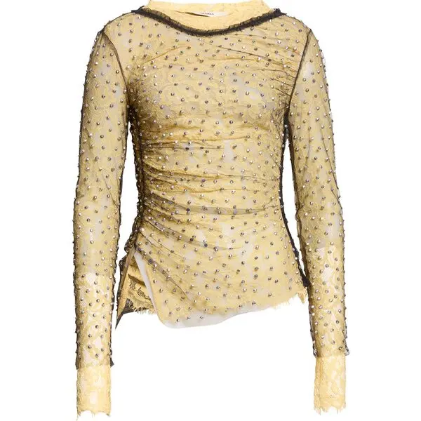 SIEDRES Faye Studded Lace & Mesh Top