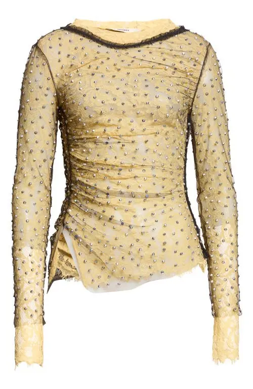 SIEDRES Faye Studded Lace & Mesh Top - Black/yellow
