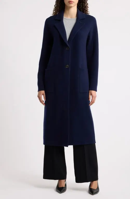Fleurette Cody Wool & Cashmere Sweater Coat - Navy