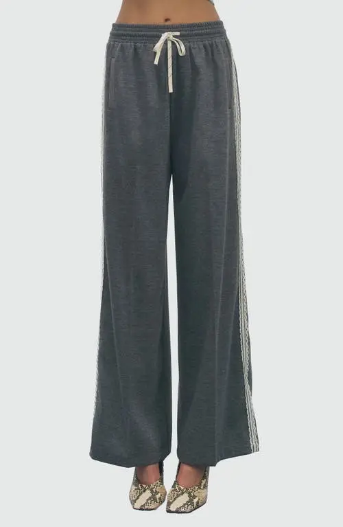 MAUDE CLUB Jackson Wide Leg Pants With Lace Trim