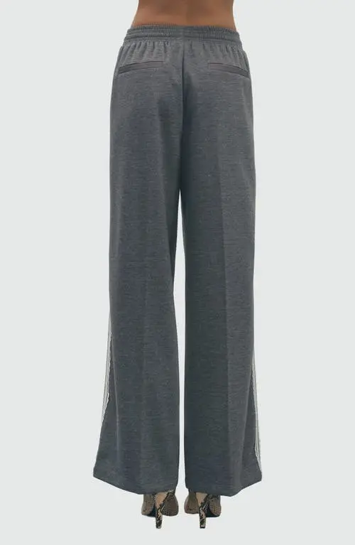 MAUDE CLUB Jackson Wide Leg Pants With Lace Trim