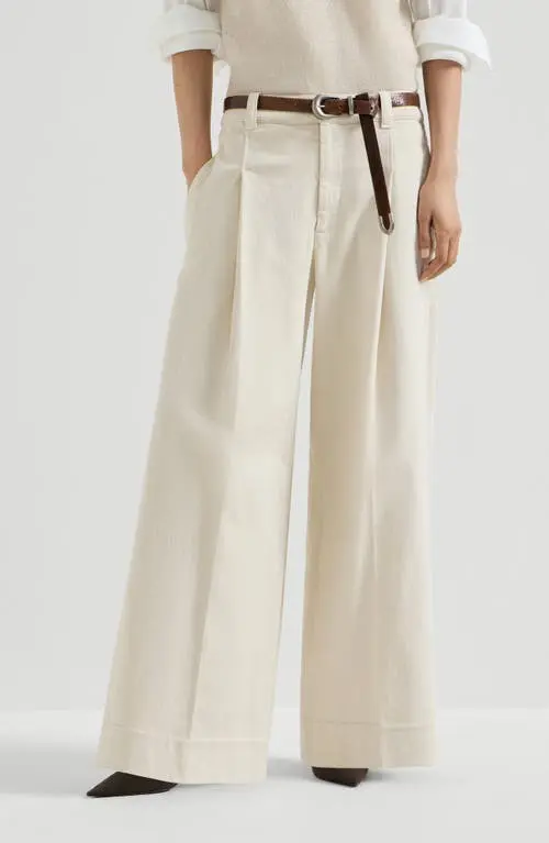Brunello Cucinelli Pleated A-line Trousers - Milk