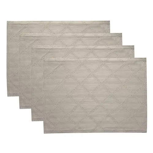 LENOX Laurel Leaf Reversible Placemats Set Of 4 - Platinum