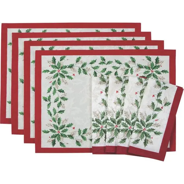 LENOX Holiday Placemat Set Of 4 & Napkin Set Of 4 Value Set