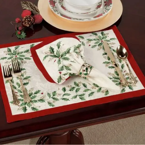 LENOX Holiday Placemat Set Of 4 & Napkin Set Of 4 Value Set