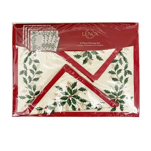 LENOX Holiday Placemat Set Of 4 & Napkin Set Of 4 Value Set