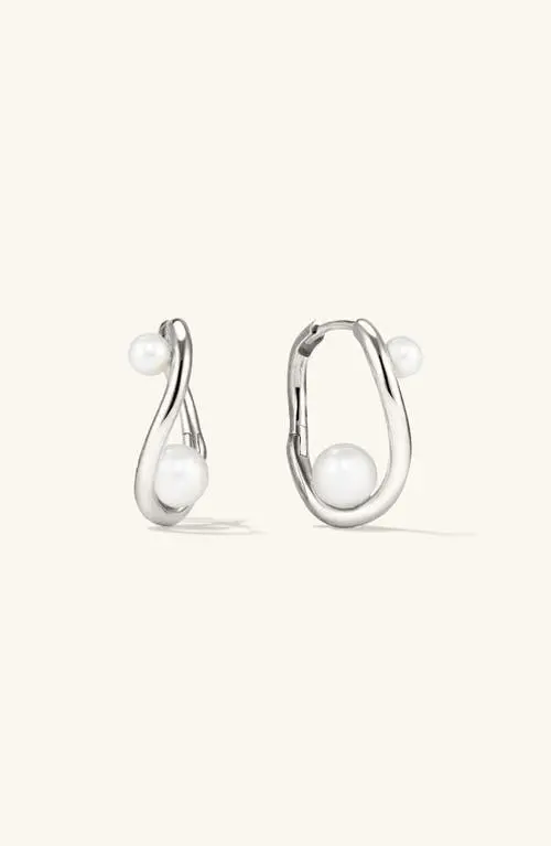 Mejuri Dome Figure Pearl Hoops - Sterling Silver