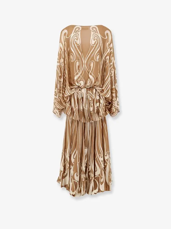 Zimmermann Momentum Burnout Bubble Gown Silk Dress - Brown