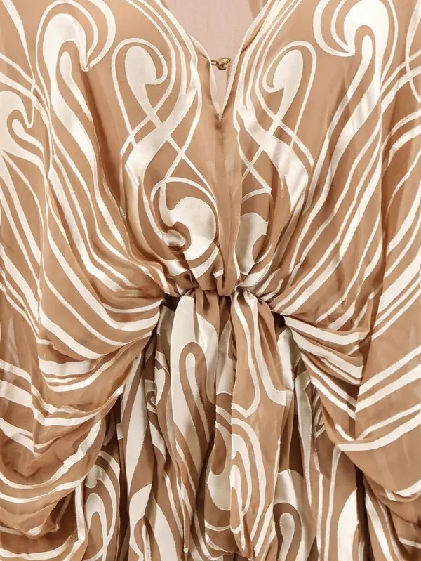 Zimmermann Momentum Burnout Bubble Gown Silk Dress - Brown