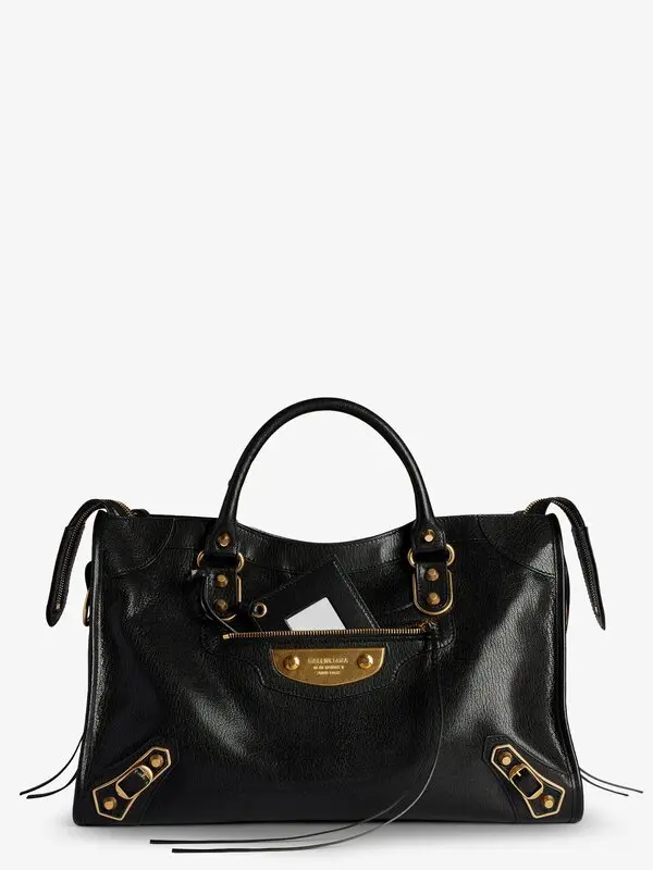 Balenciaga Le City Uptown Leather Handbag With Stud Detail