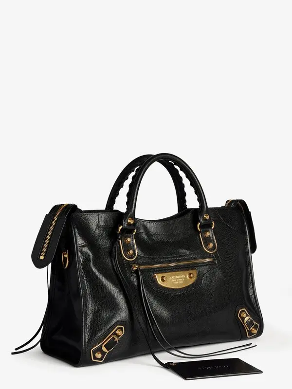 Balenciaga Le City Uptown Leather Handbag With Stud Detail