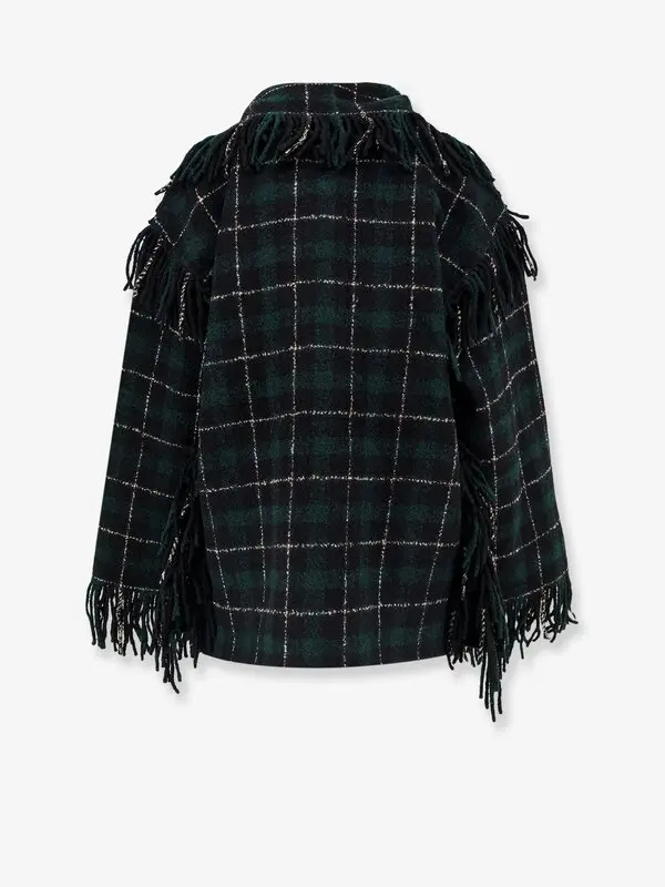 TOTEME Fringed Scarf Madras Wool Coat
