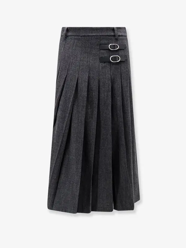 ACTUALEE Pleated Melange Midi Skirt