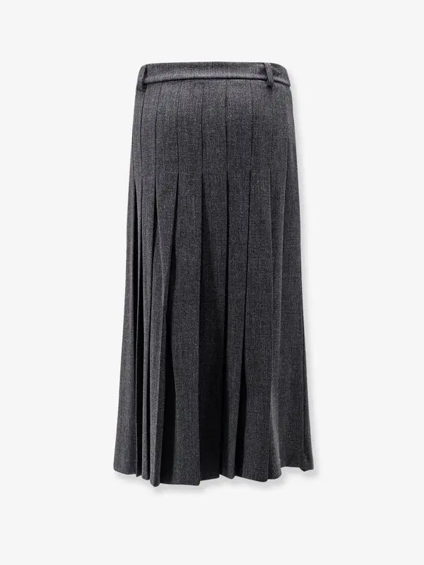 ACTUALEE Pleated Melange Midi Skirt