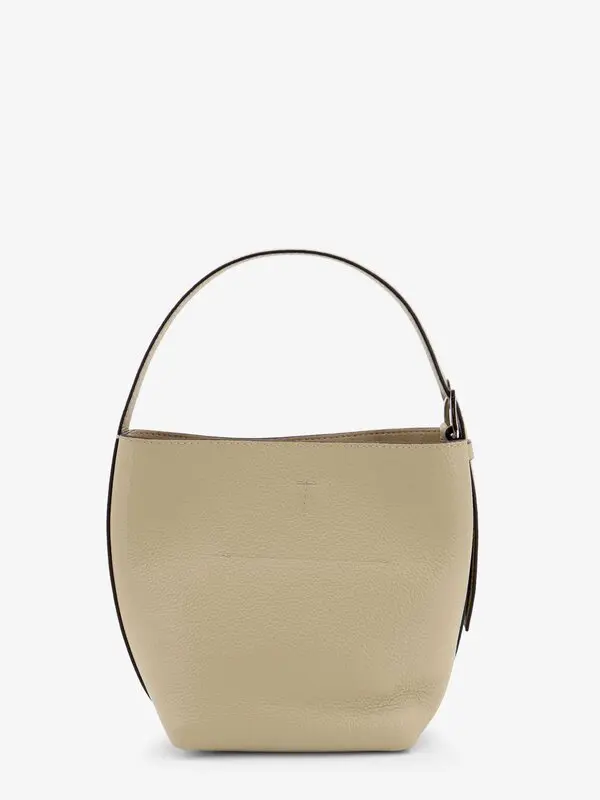 TOTEME Petite Belted Leather Handbag With Logo Lettering Print