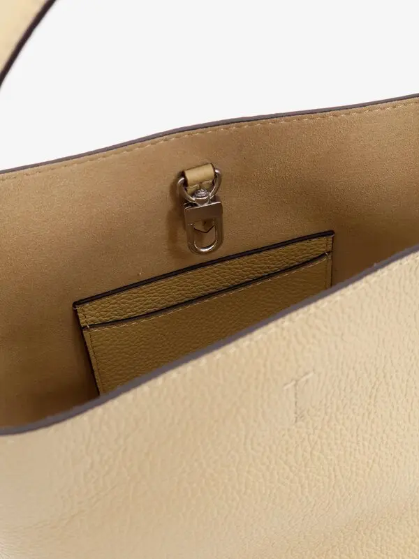 TOTEME Petite Belted Leather Handbag With Logo Lettering Print