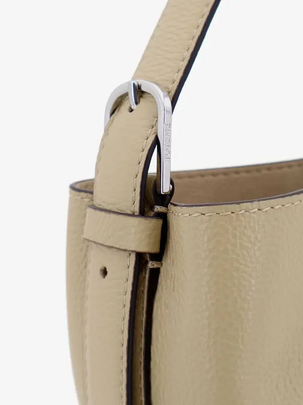 TOTEME Petite Belted Leather Handbag With Logo Lettering Print