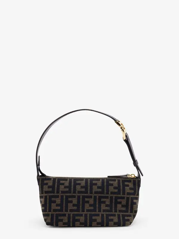 Fendi Vanity Pouch Ff Jacquard Fabric Small Handbag - Brown