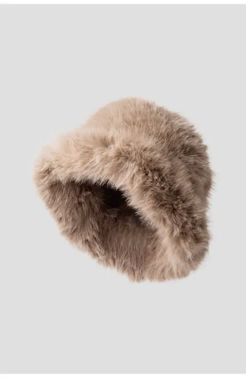 Natori Faux Fur Solid Faux Fur Bucket Hat - Natural