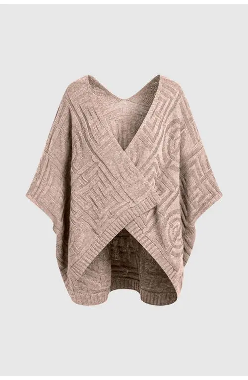 Natori Luxe Infinity Jqd Knit Luxe Jacquard Ruana - Natural