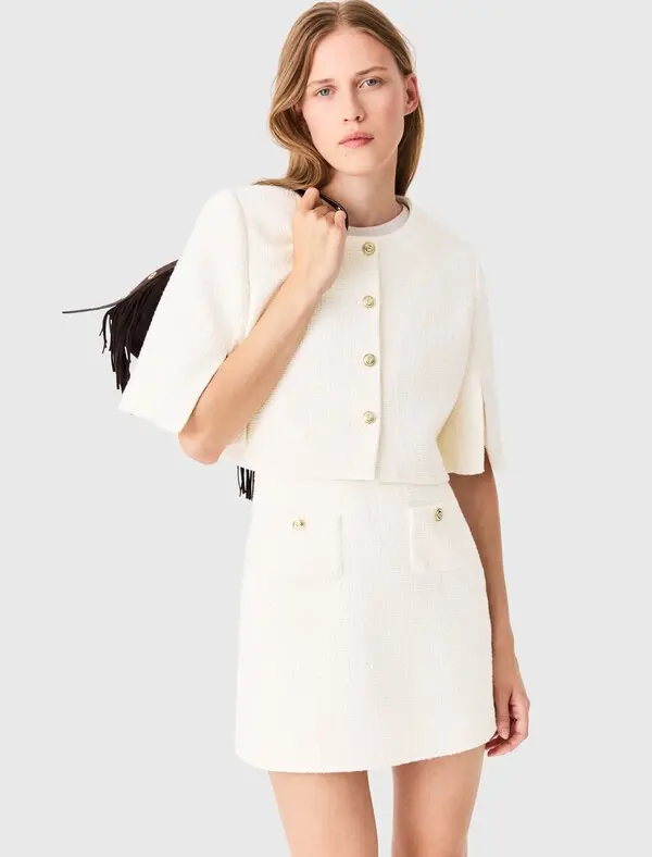 Maje 2-in-1 Tweed Dress - Ecru