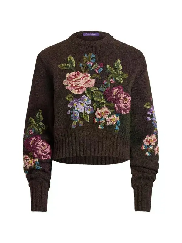 Ralph Lauren Floral-intarsia Cashmere Sweater